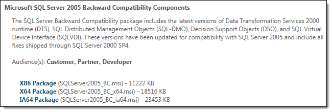 1.3 - Install the Backward Compatibility Components