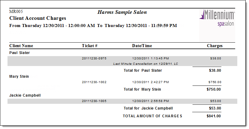 MR005: Client Account Charges